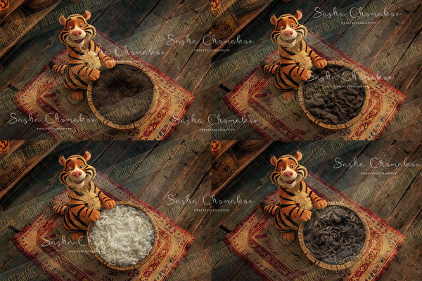 Digital background Donkey , Piglet and Tiger overhead hugging a bowl ...